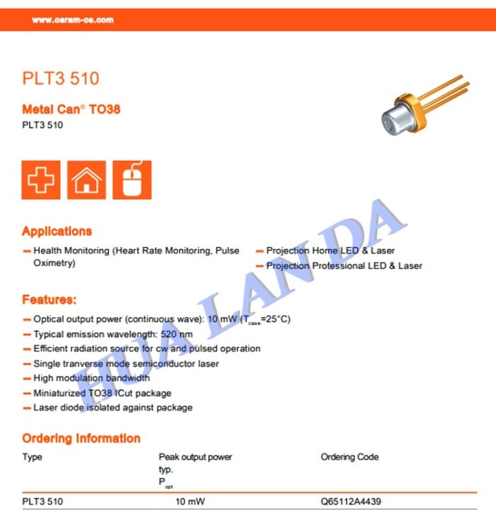 OSRAM PLT3 510 510nm 520nm 10mW Green Single Mode Laser Diode 3.8mm – BEEG