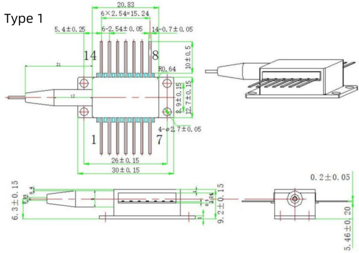 1290nm 10mW DFB 14PIN butterfly package single-mode fiber laser – BEEG